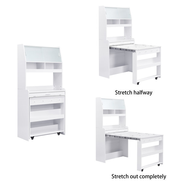 Ebern Designs A Foldable Dining Table With A Top Cabinet And A Multi-Functional Sideboard | Wayfair